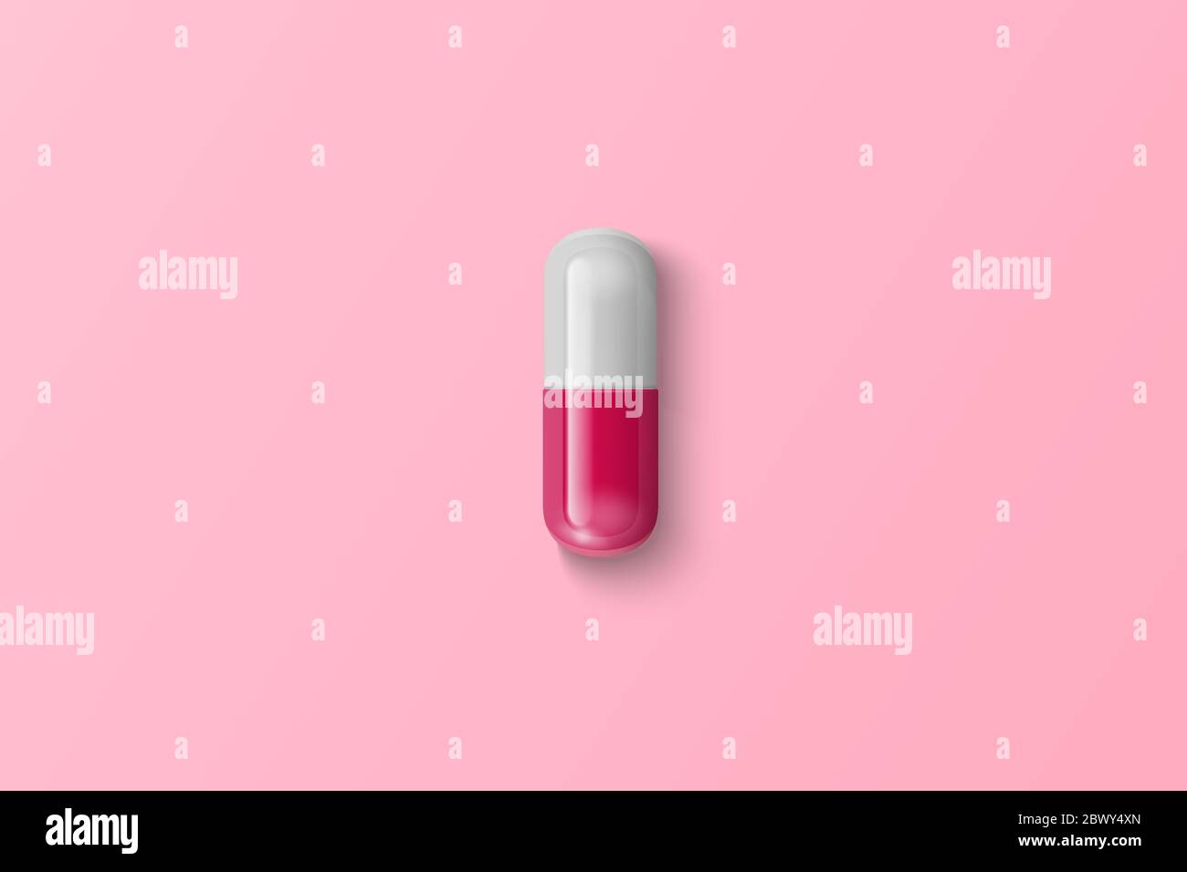Vector Realistic 3d Pink, White Medical Pill Closeup Isolated on Pink ...