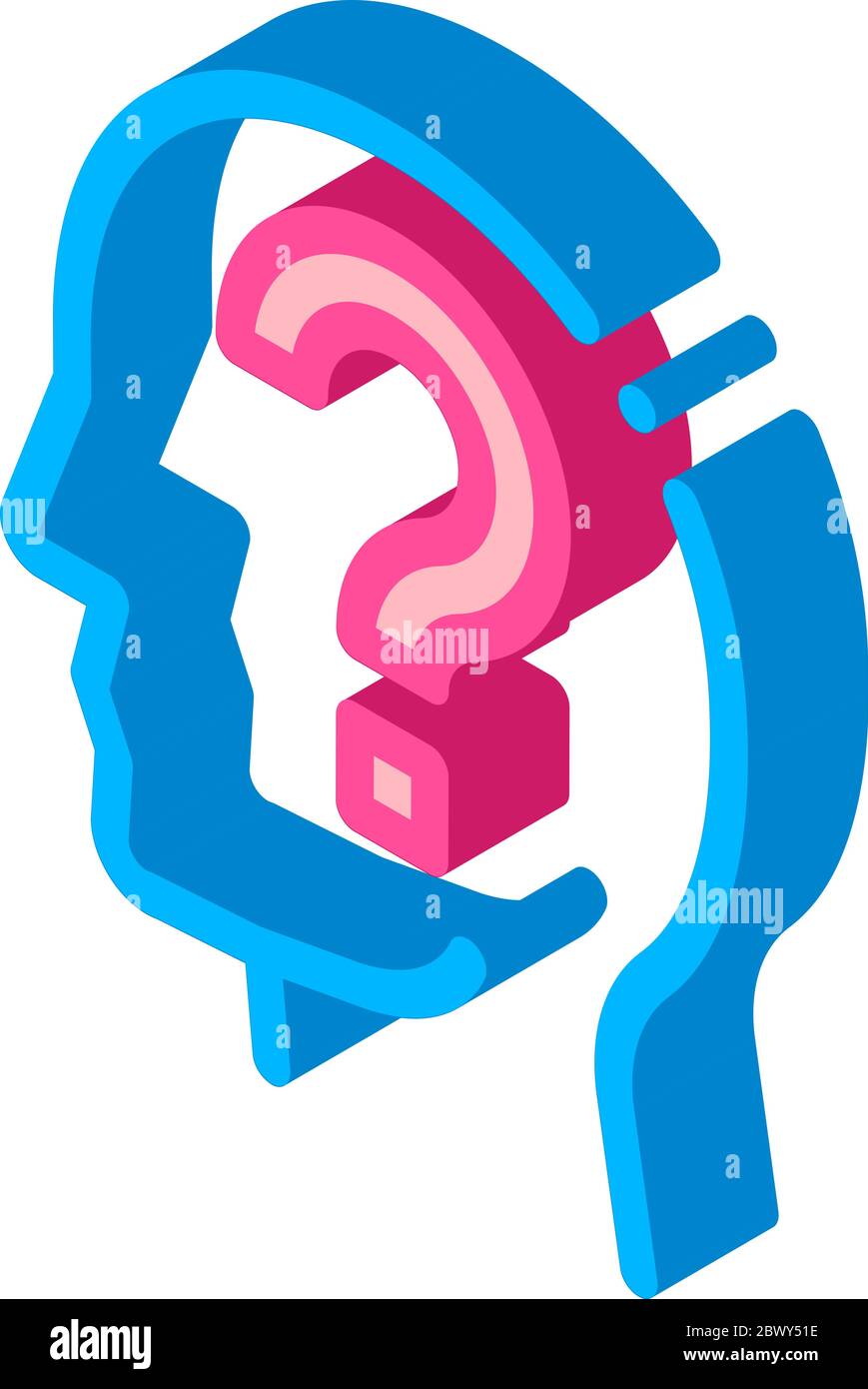 Question Mark In Man Silhouette Mind isometric icon Stock Vector Image ...