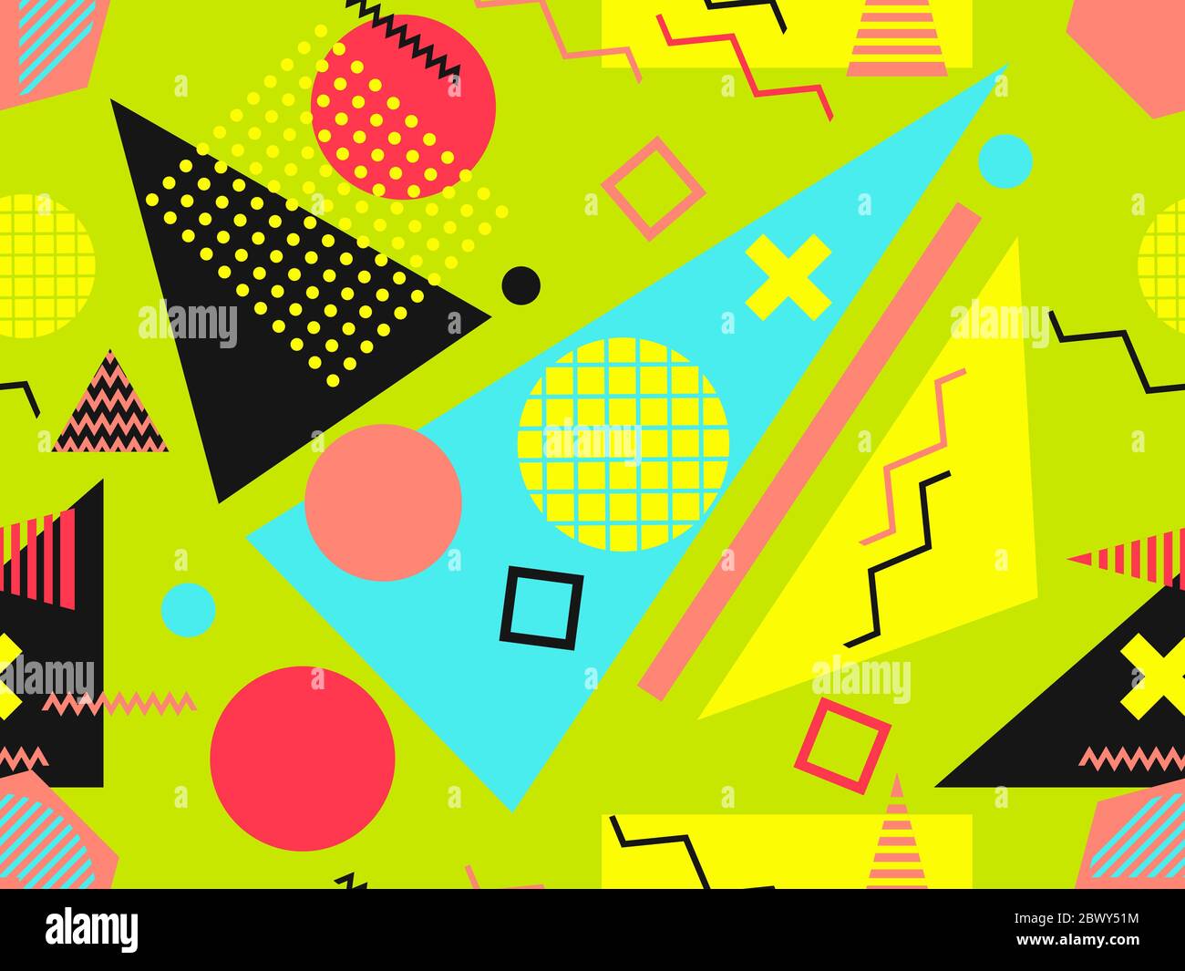 Memphis seamless pattern with geometric shapes in the style of the 80s ...