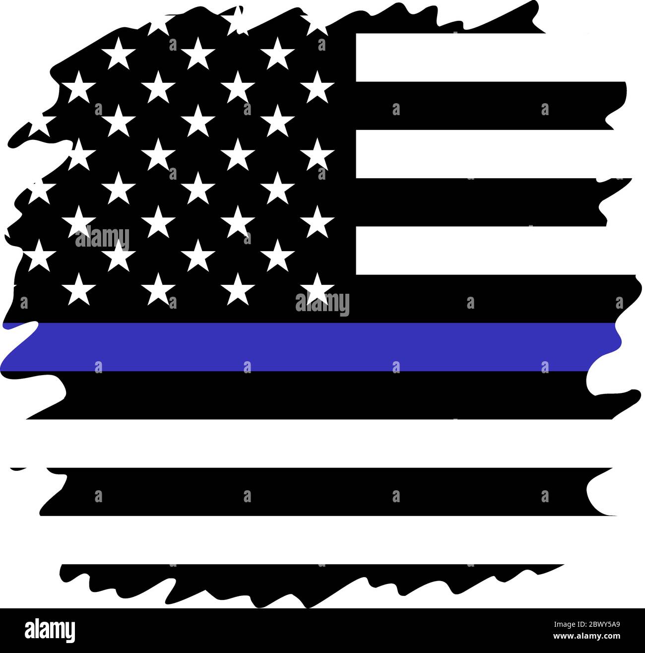 Vector United States flag with blue line to honor police and law ...