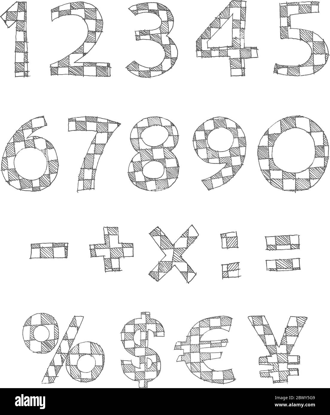 Hand written checkered numbers and math signs Stock Vector Image & Art ...