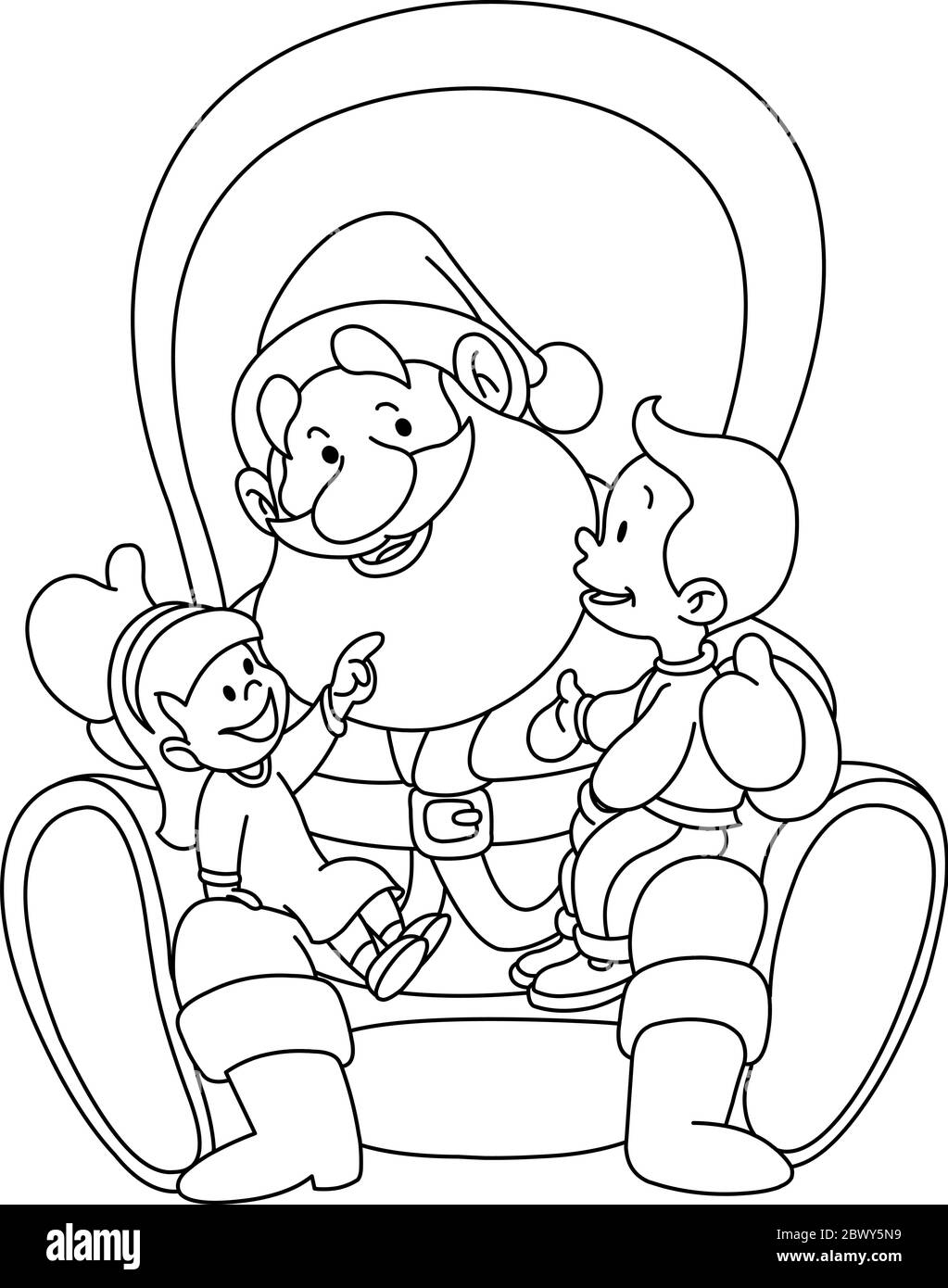 Lap Coloring Page Santa Is Knocking On The Door And A Boy Opens