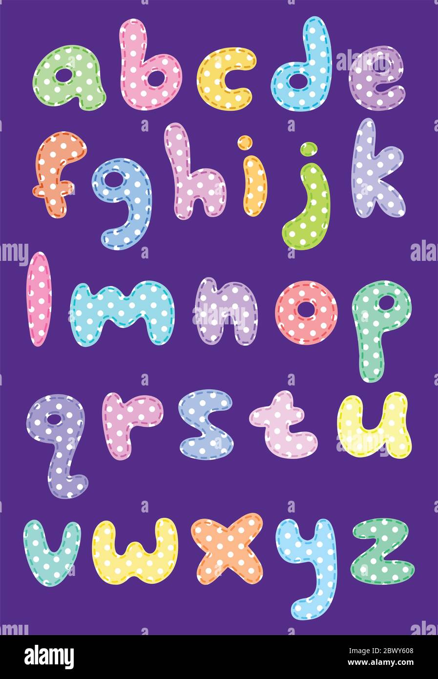 Polka dot lower case alphabet with stitches Stock Vector Image & Art ...