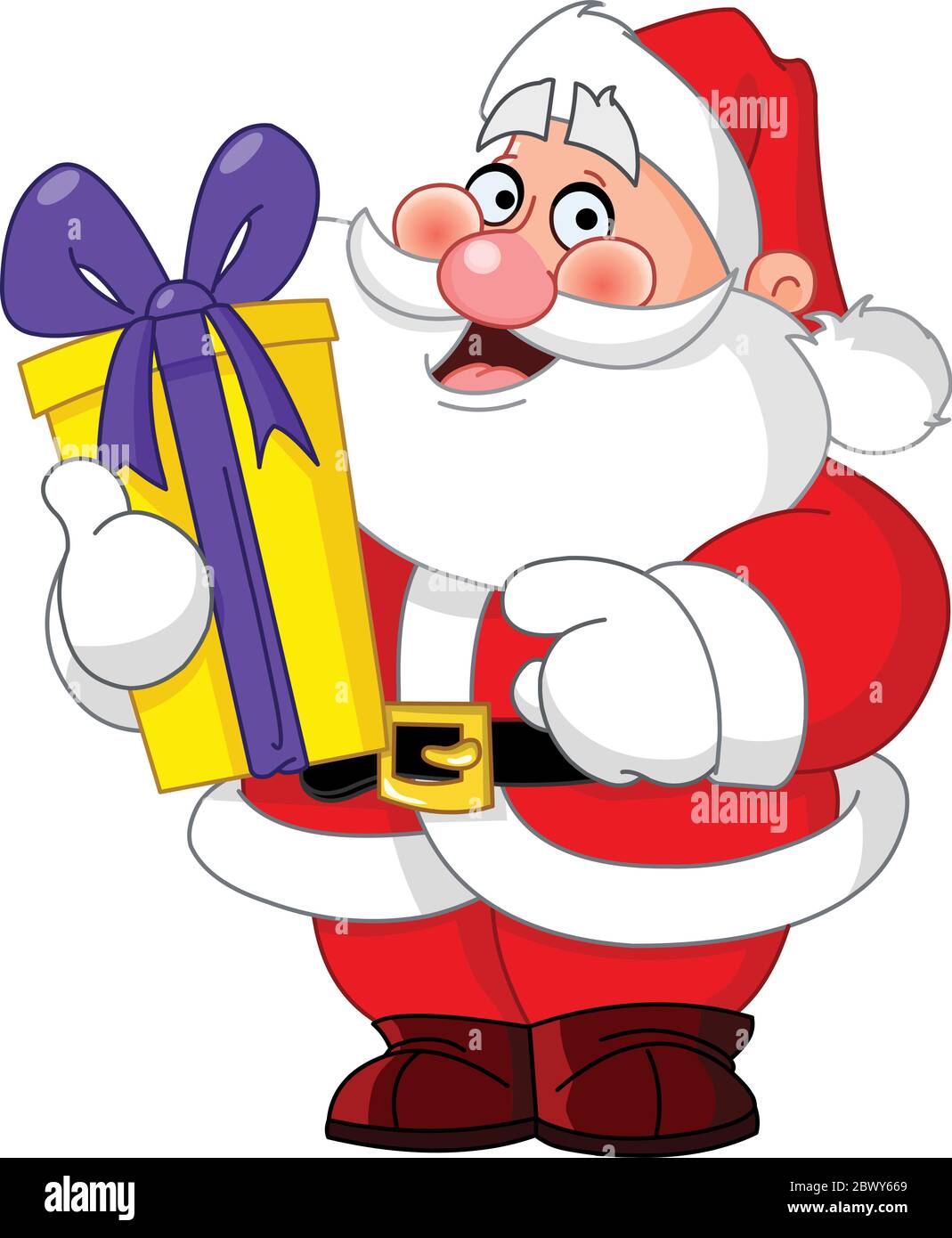 Santa claus holding christmas gift Stock Vector Images - Alamy