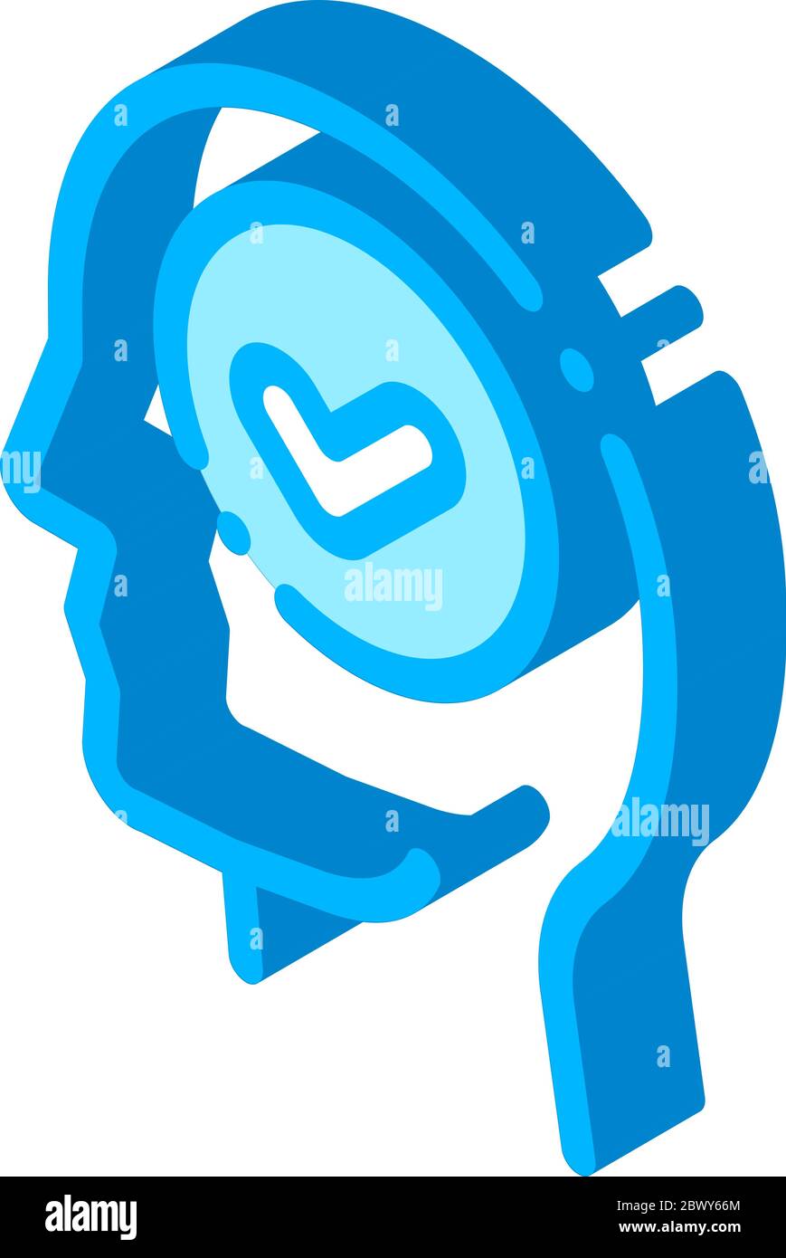Approved Mark In Man Silhouette Mind isometric icon Stock Vector Image ...