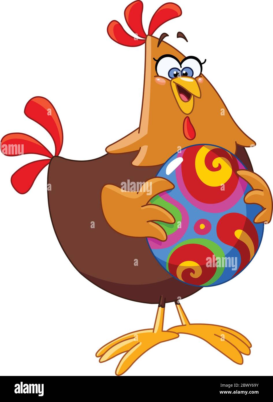 Cartoon chicken holding an easter egg Stock Vector Image & Art - Alamy