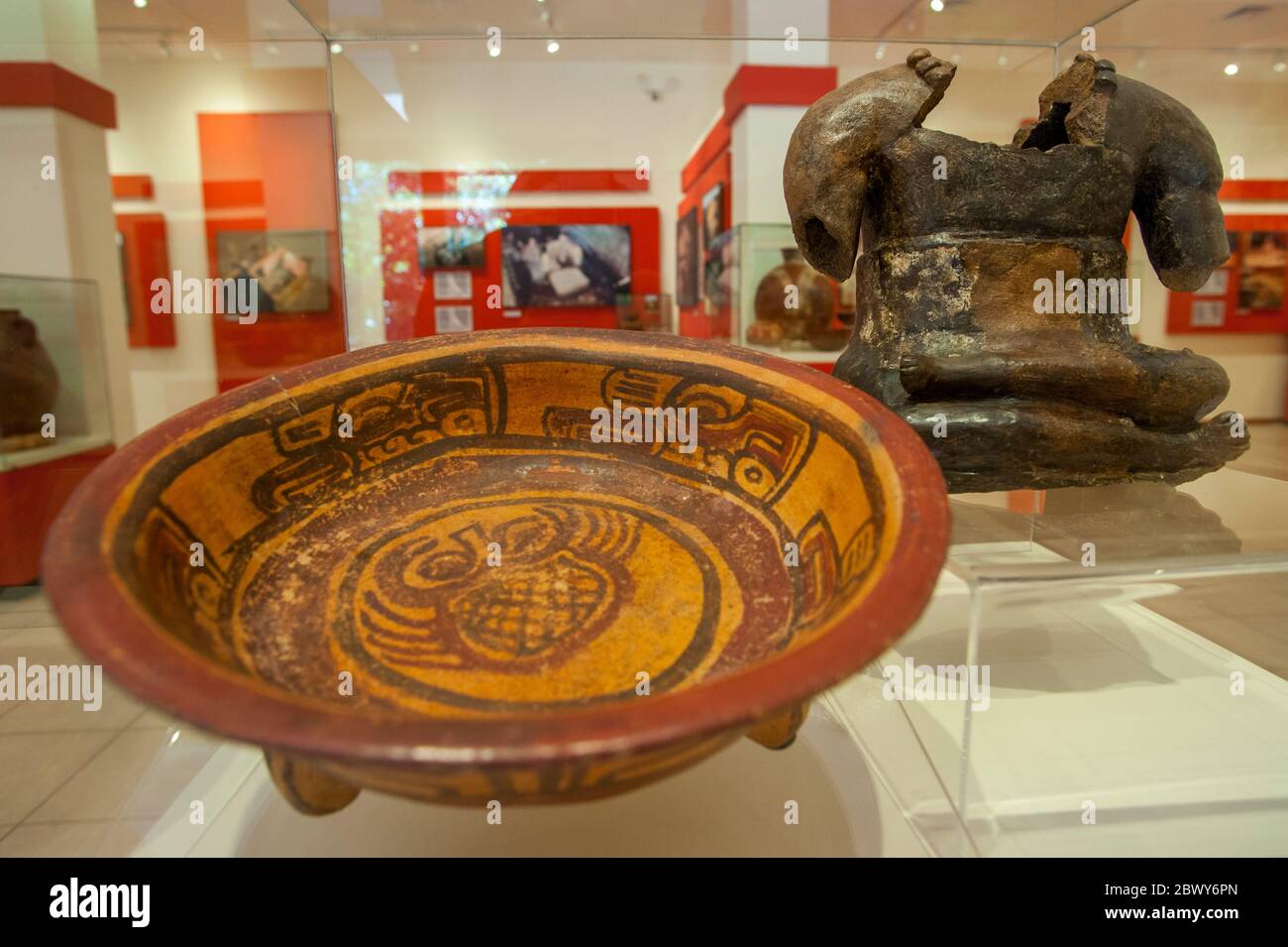 Pottery from a pre-Columbian Mayan farming village on display in the ...