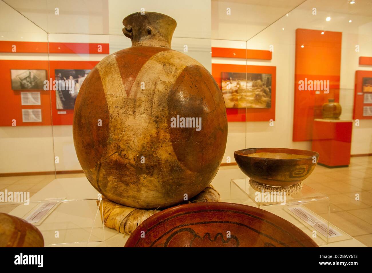 Pottery from a pre-Columbian Mayan farming village on display in the ...