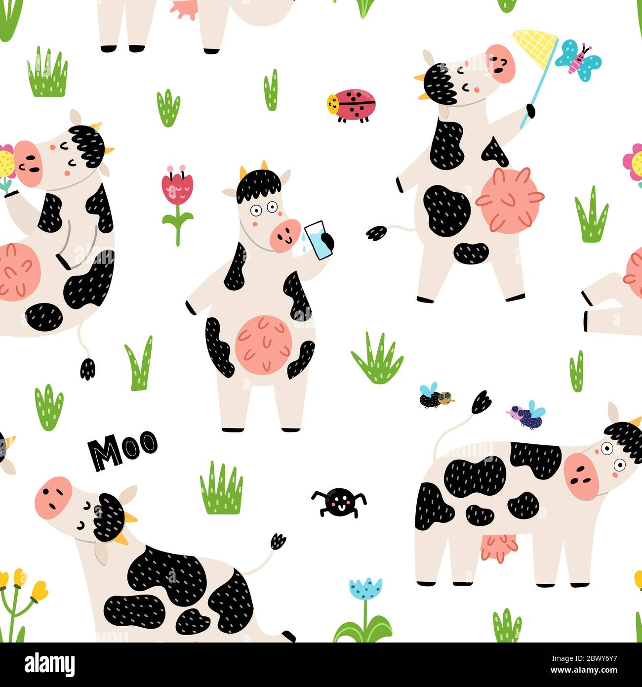 Cute cows seamless pattern Stock Vector Image & Art - Alamy