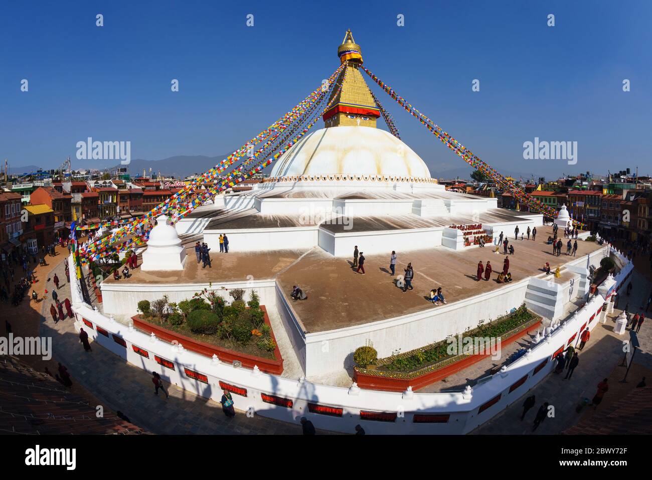 Elevated view of Boudhanath Stupa in Kathmandu, Nepal Stock Photo - Alamy