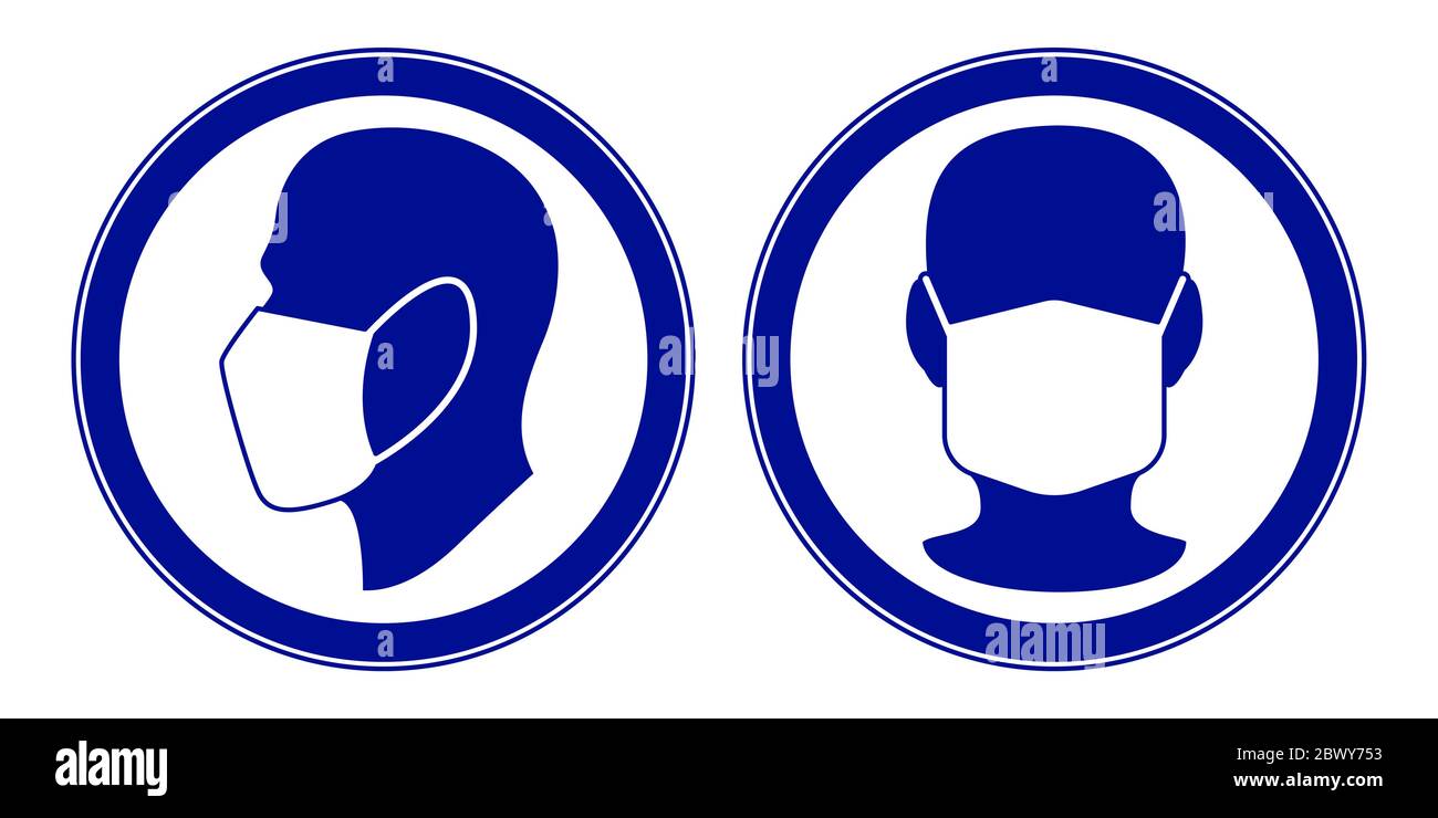 Illustration of the mandatory warning signs with human faces in face ...