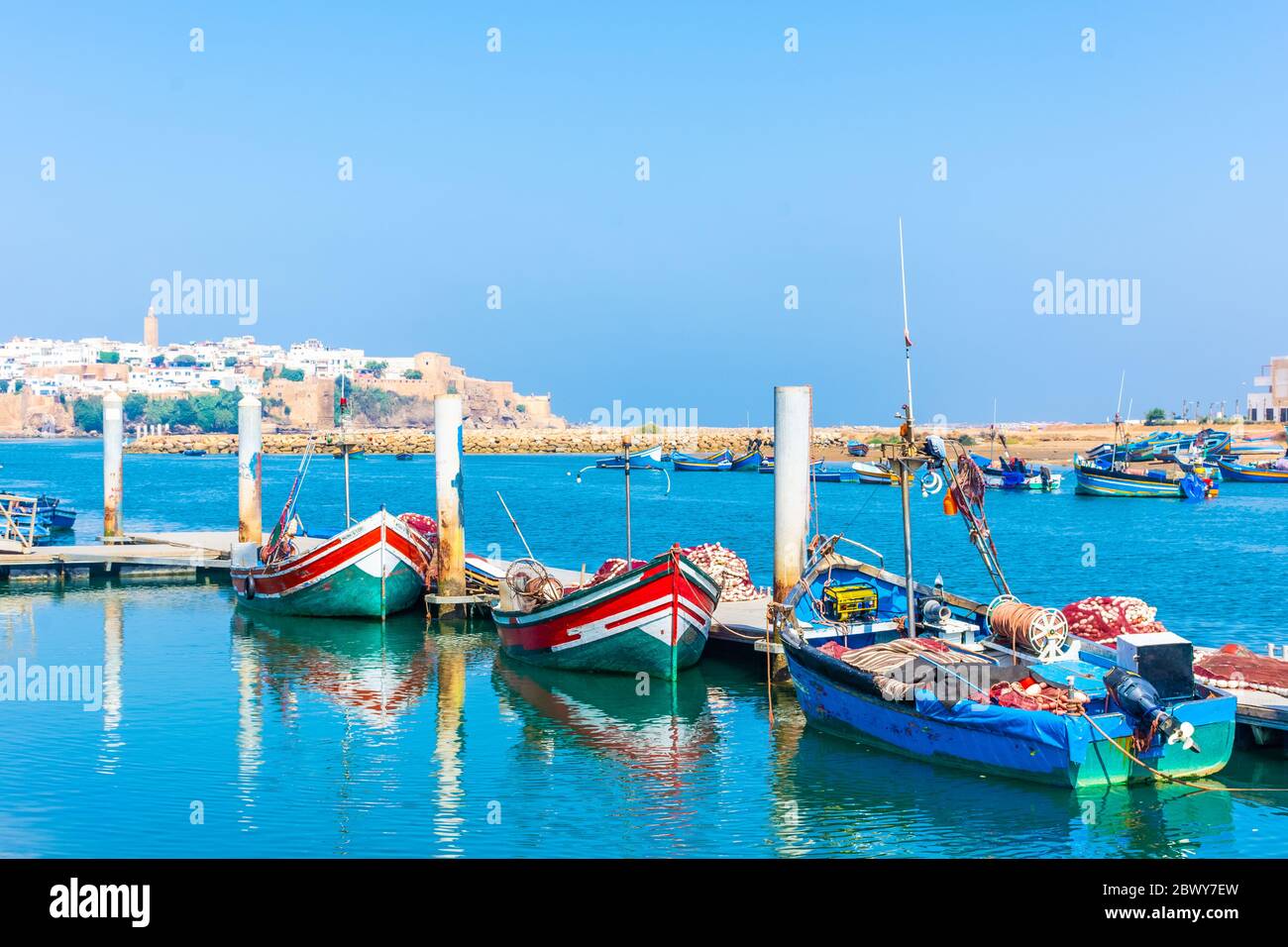 Traditional boats in the harbor of Rabat, Morocco Stock Photo - Alamy