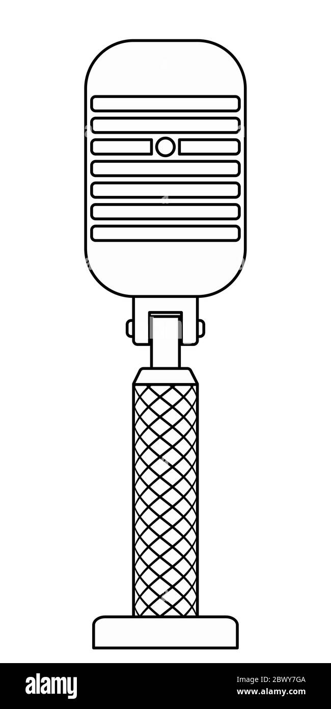 Illustration of the abstract contour vintage microphone Stock Vector ...