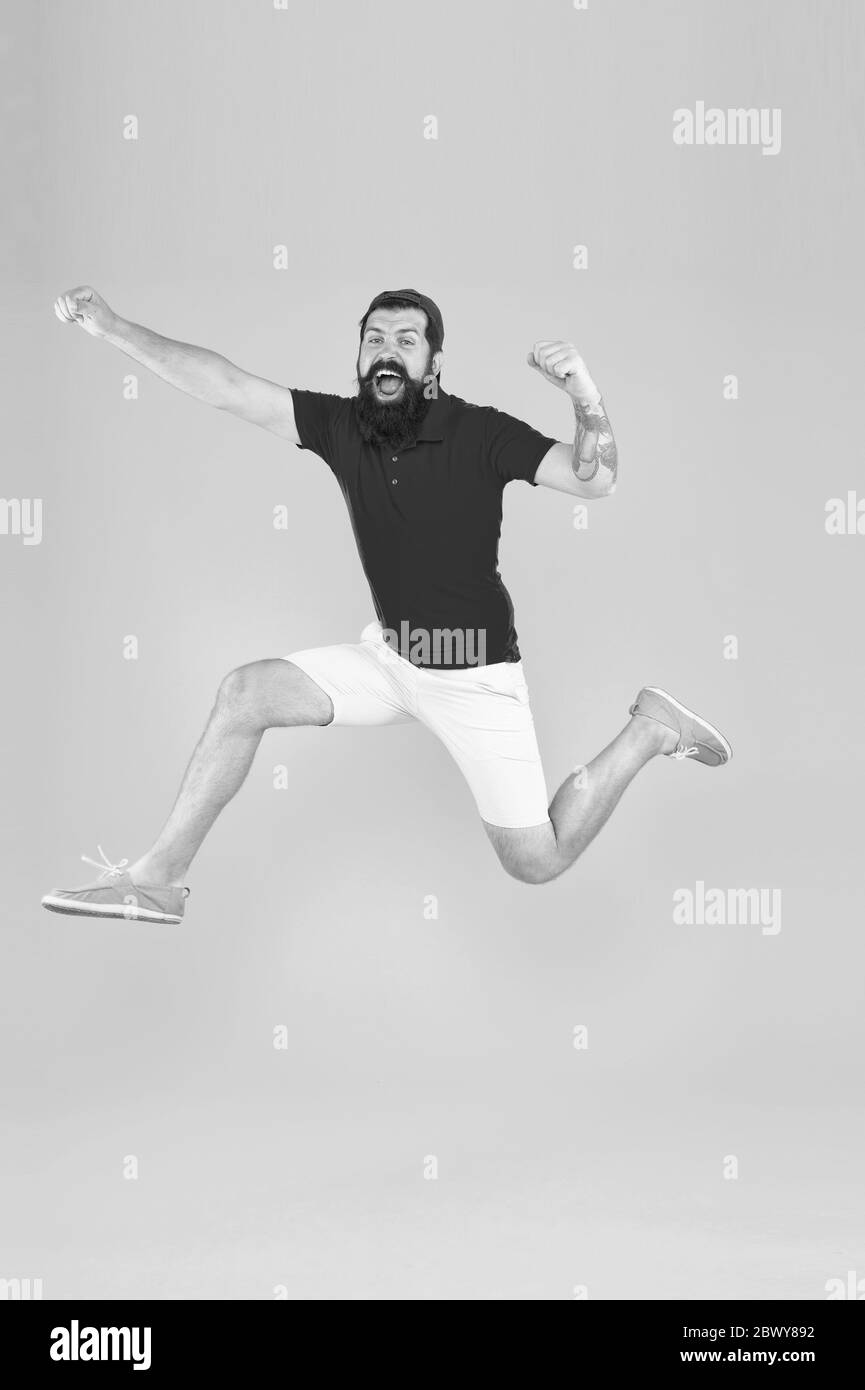 Healthy guy feeling good. Inspired concept. Towards fun. Enjoying ...