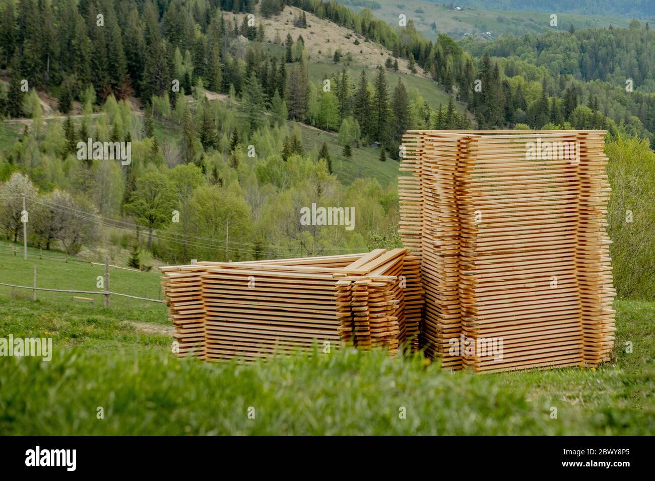 Wood flooring piles hi-res stock photography and images - Alamy
