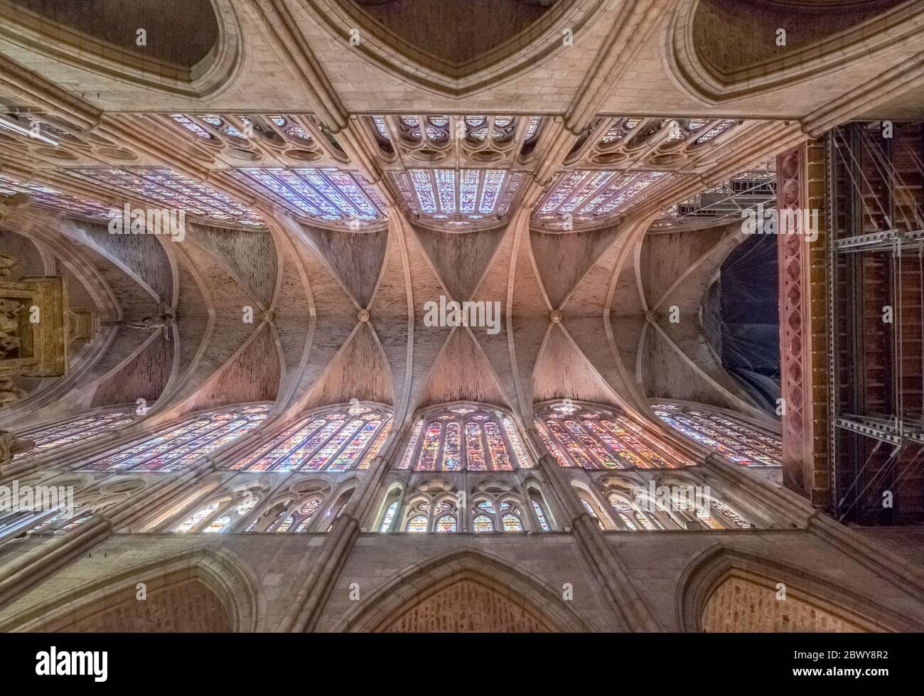 Leon Santa Maria Cathedral Cathedral Lights inside Gothic stained glass ...