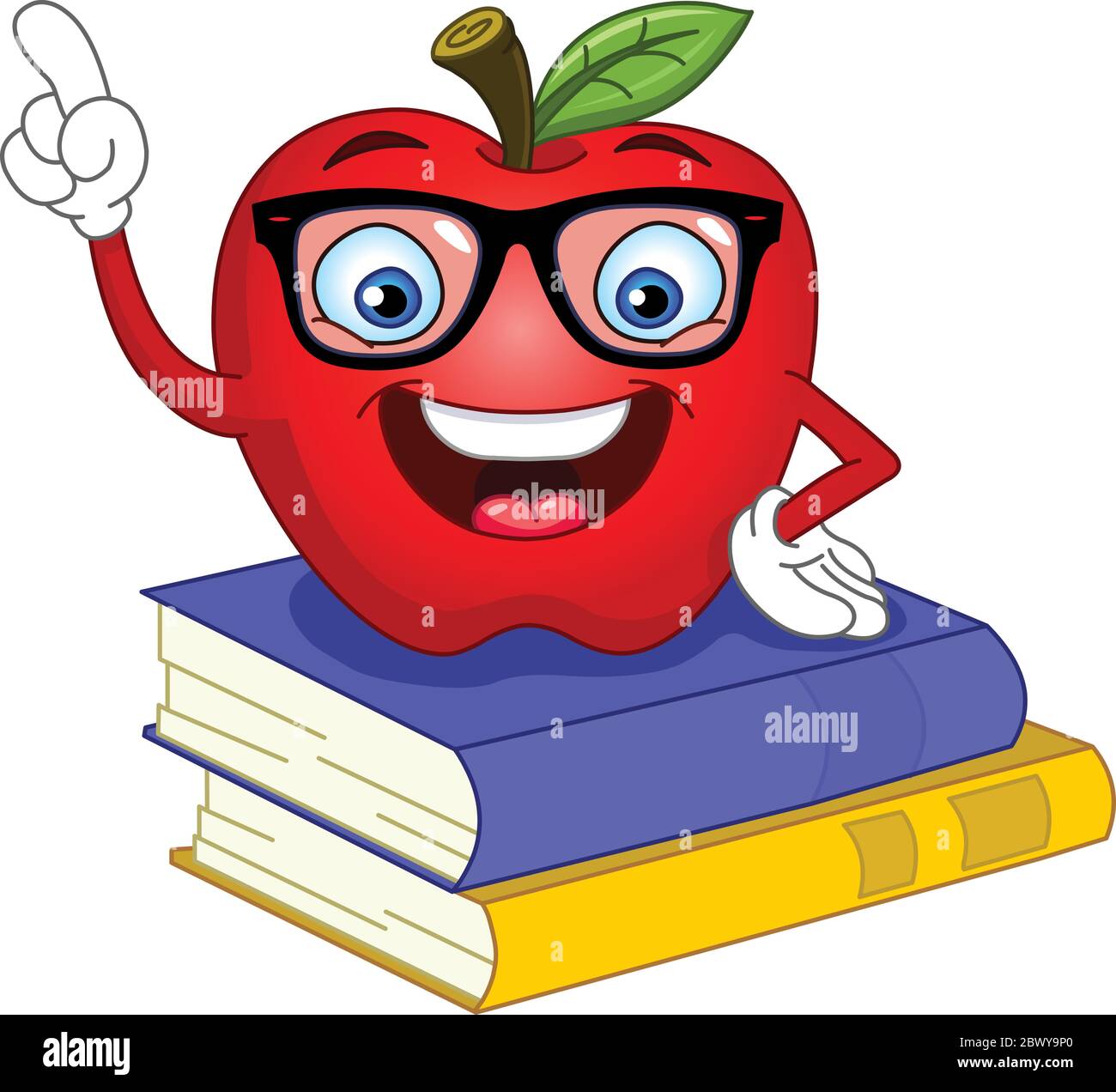Smart apple pointing with his finger Stock Vector Image & Art - Alamy