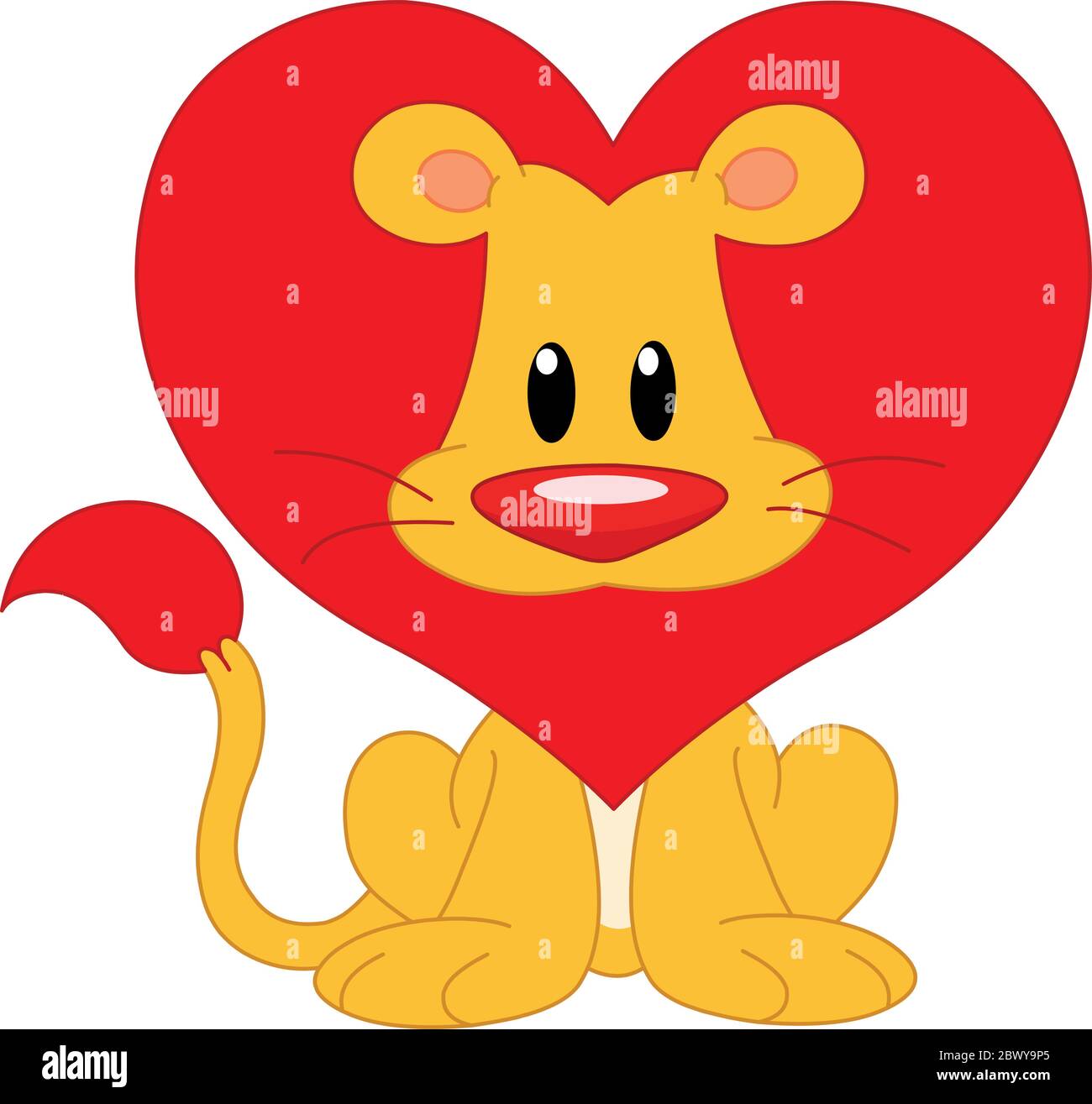 Cute lion with a red heart shaped mane Stock Vector Image & Art - Alamy