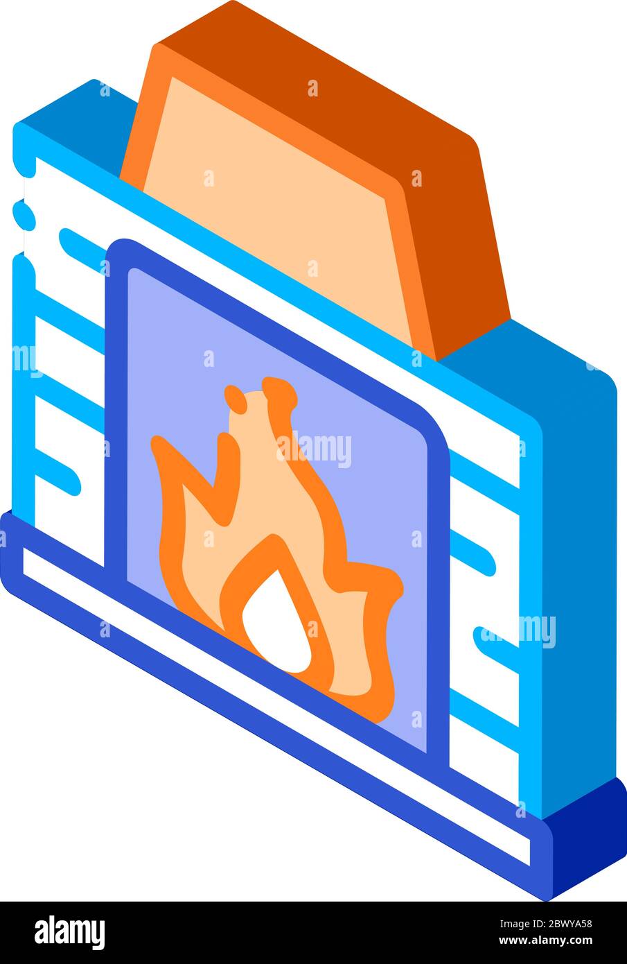 Fireplace With Fire Flame Heating Equipment Vector Stock Vector Image ...