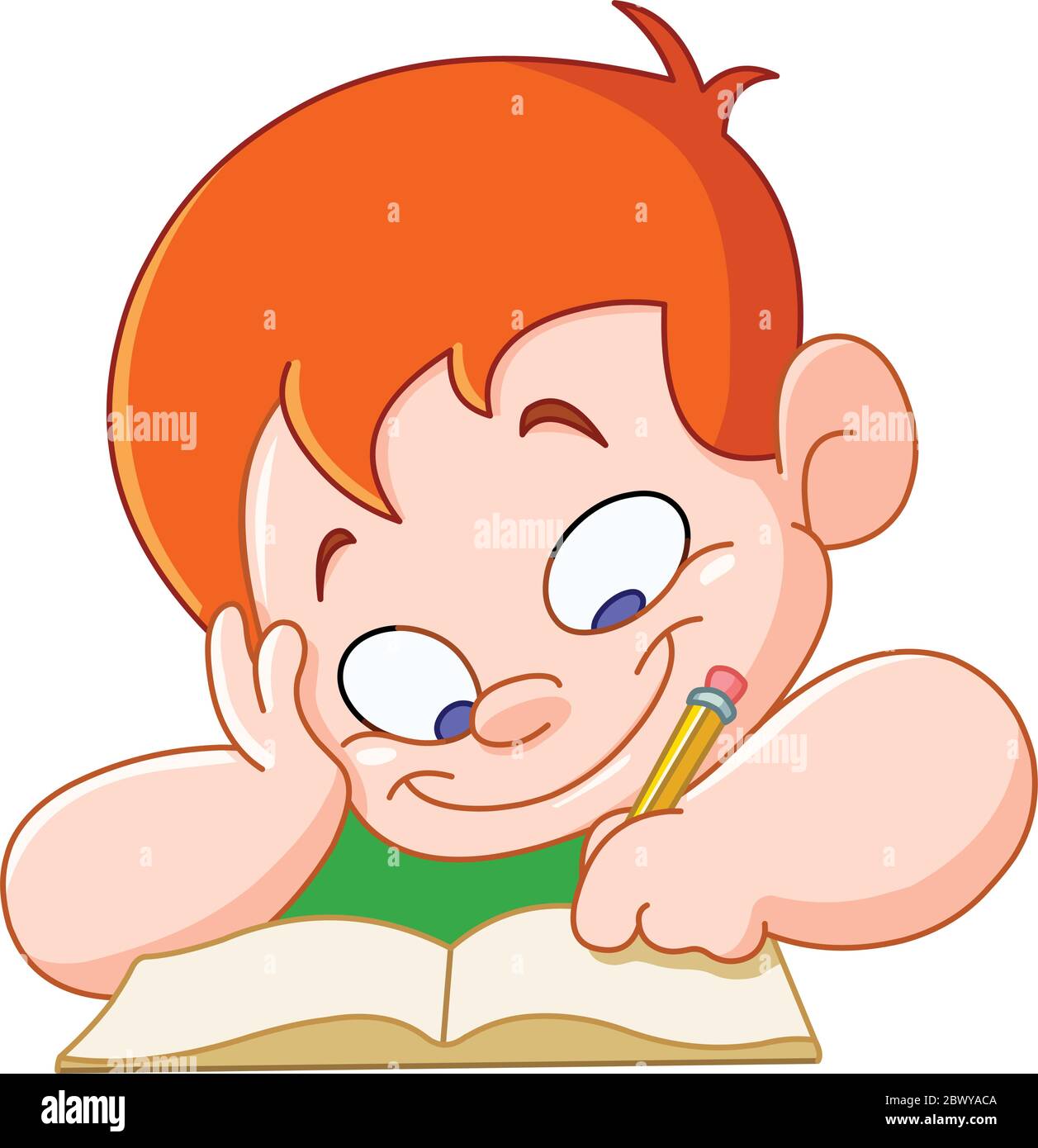 Boy writing in notebook in Stock Vector Images - Alamy