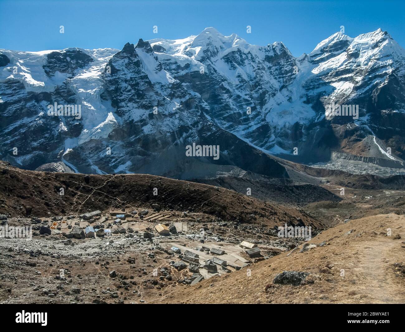 Nepal. Trek to Mera Peak. Trek trail at the head of the Hinka valley ...