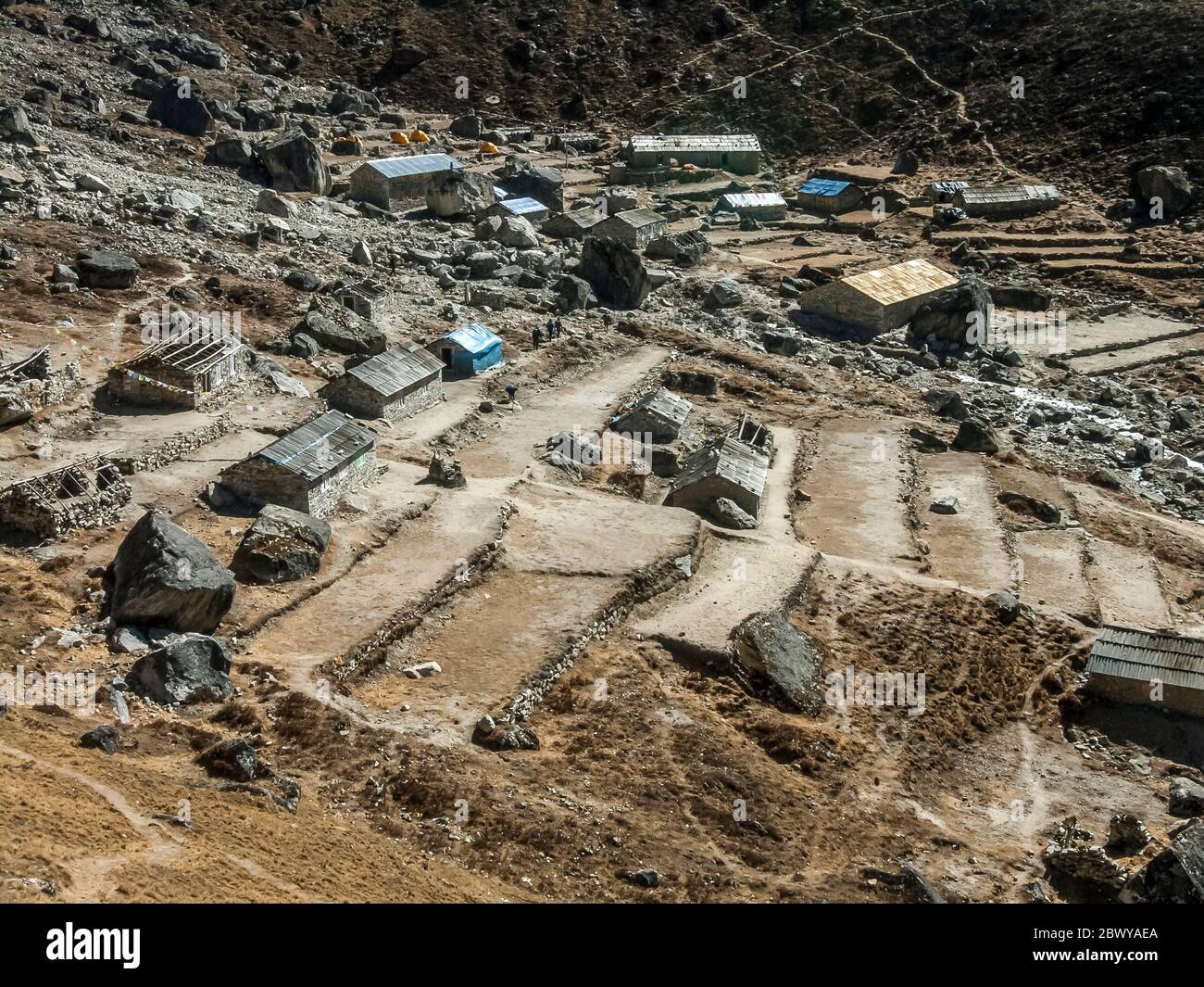 Nepal. Trek to Mera Peak. Trek trail at the head of the Hinka valley ...