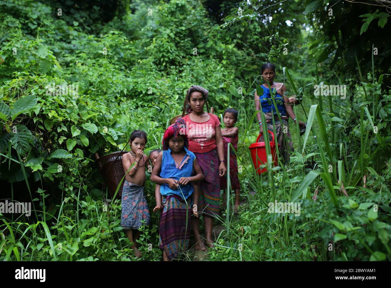 Indigenous people make their way through the jungle at Thanchi in ...