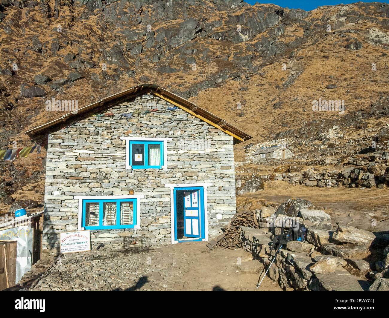 Nepal. Trek to Mera Peak. The Tea House and Lodge at Chhetrala in the ...
