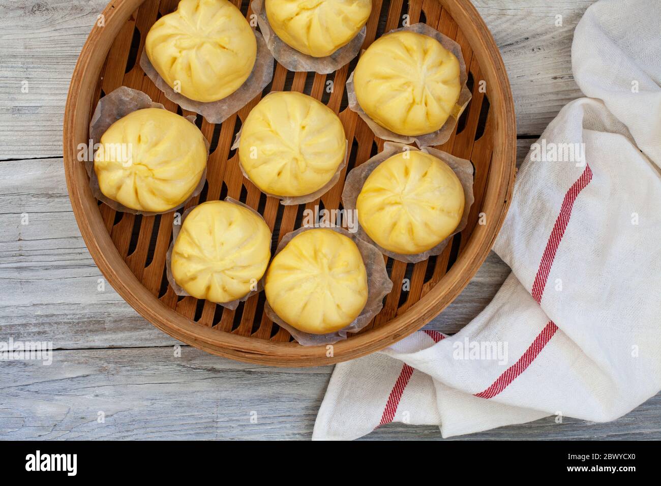 Chinese Steamed Custard Buns Stock Photo - Alamy