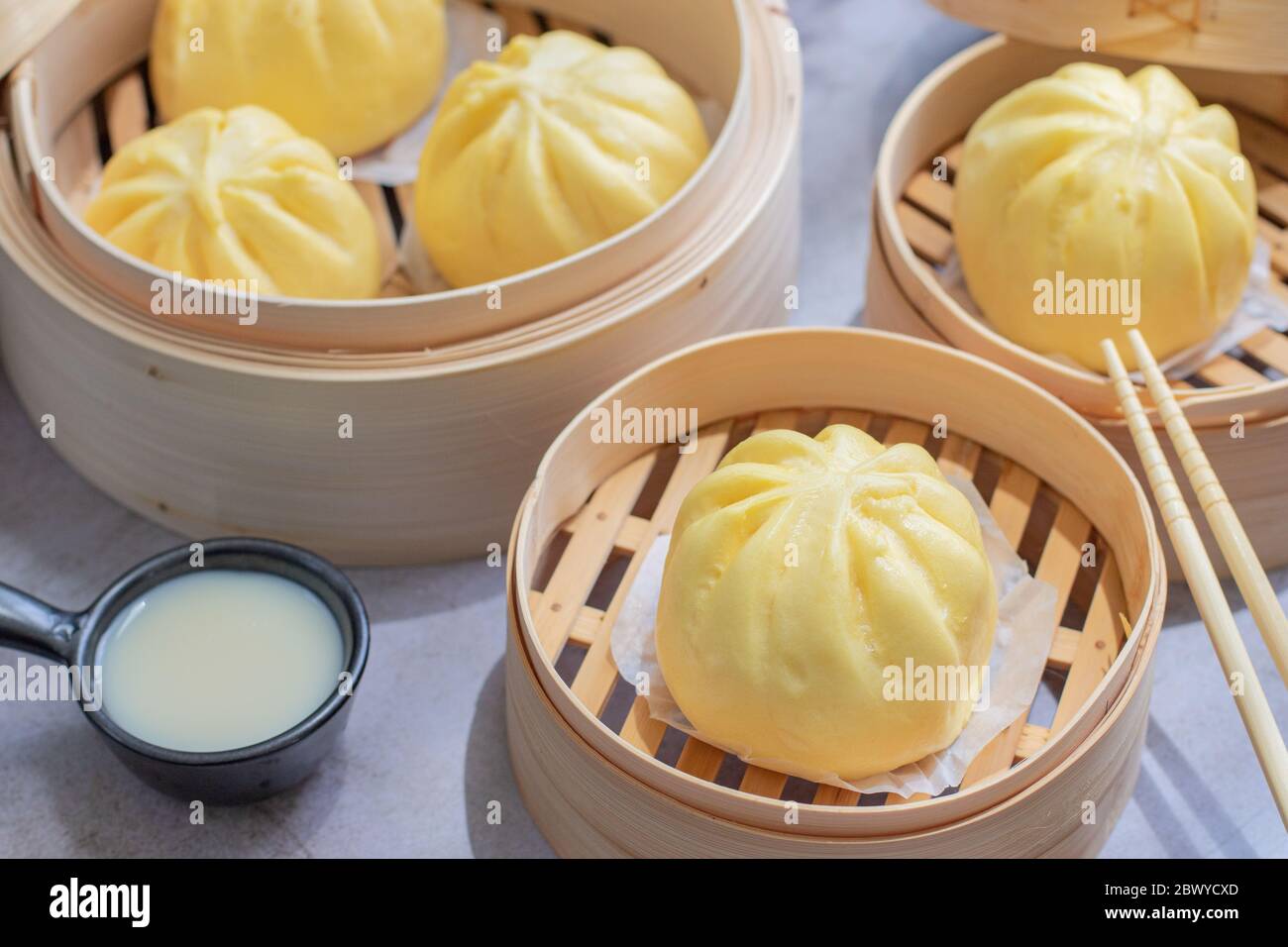 Chinese Steamed Custard Buns Stock Photo - Alamy