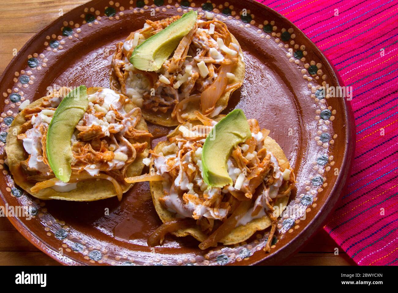 Traditional mexican chicken tinga tostadas Stock Photo - Alamy