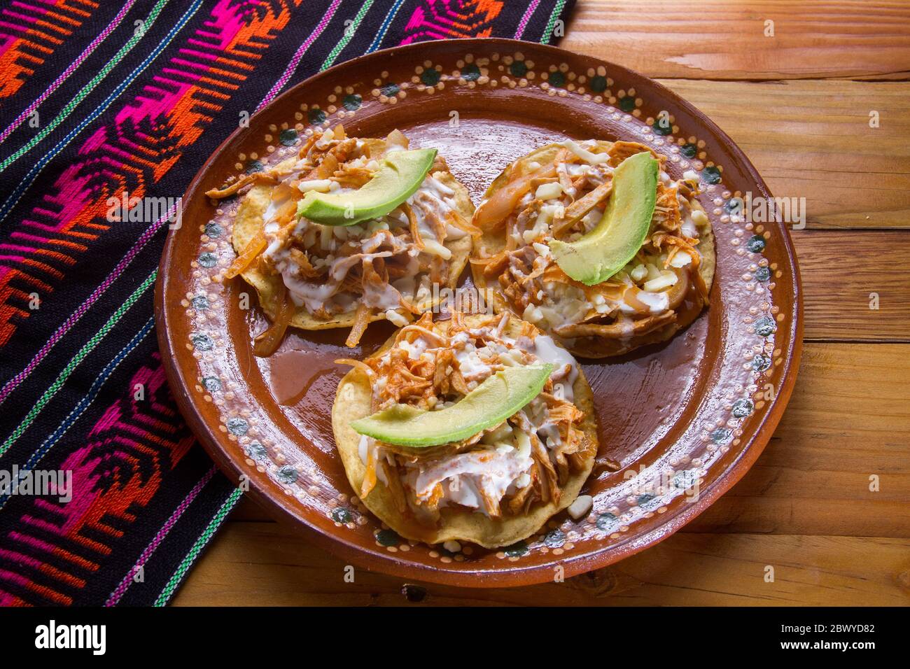 Traditional mexican chicken tinga tostadas Stock Photo - Alamy