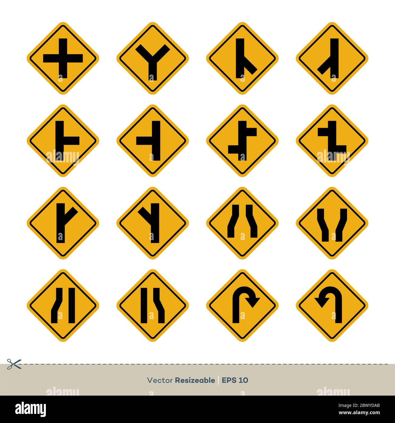 Yellow Traffic Sign Vector Set Illustration Design. Vector EPS 10 Stock ...