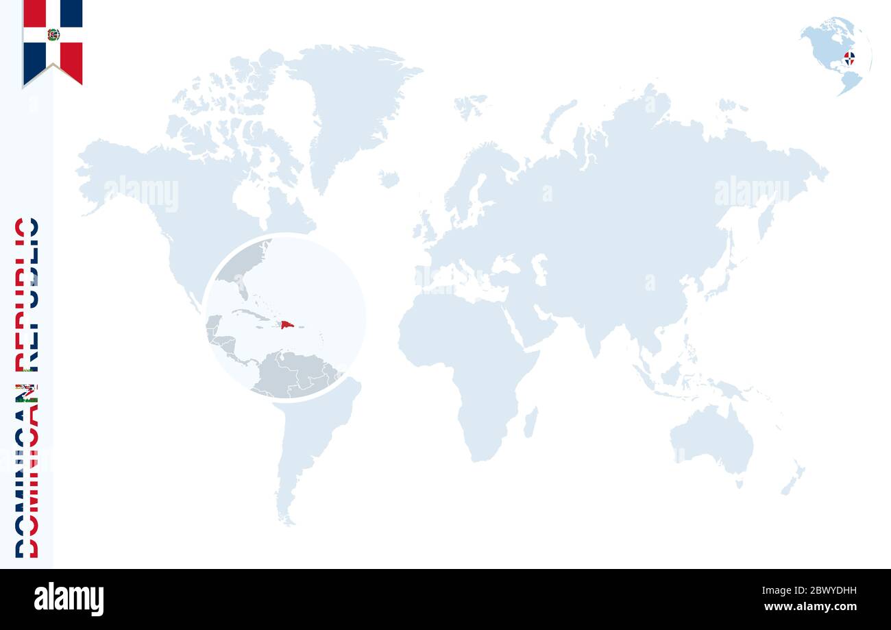 Dominican Republic Highlighted With World Map Dominican Republic