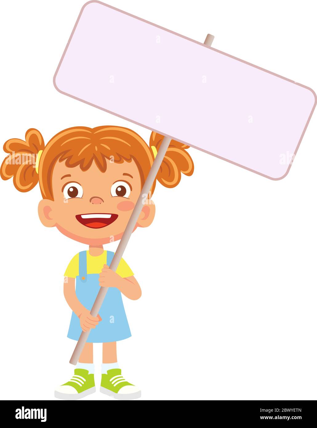 Girl holding banner. Vector illustration Stock Vector Image & Art - Alamy