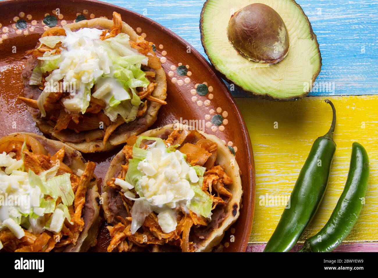 Authentic mexican sopes tinga Stock Photo - Alamy