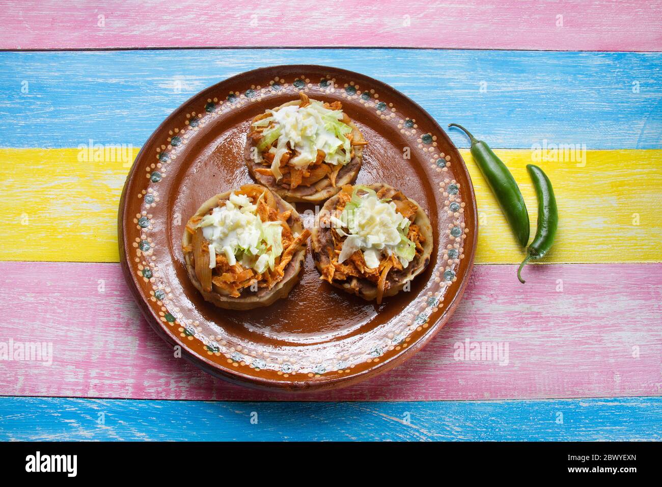 Authentic mexican sopes tinga Stock Photo - Alamy