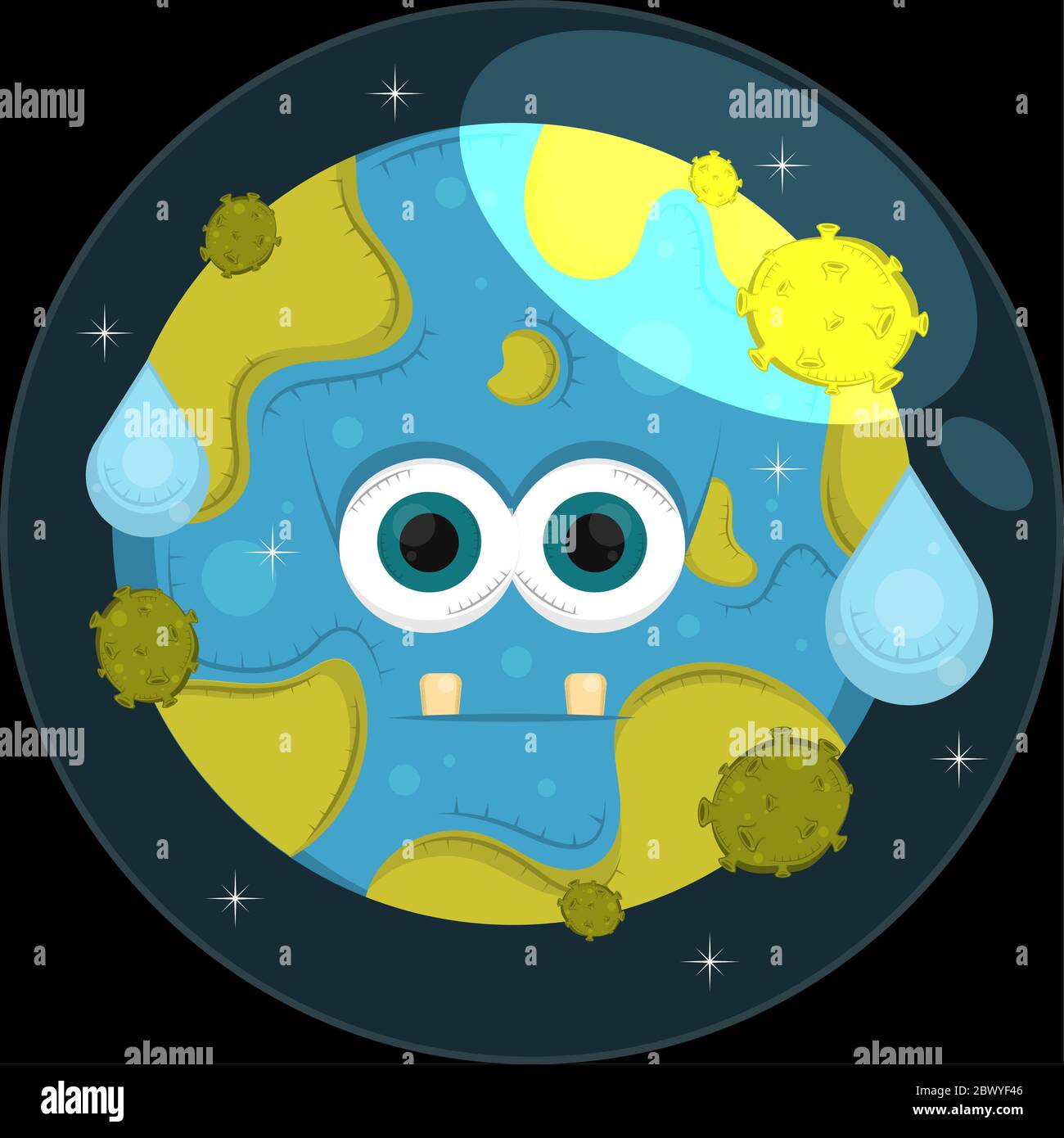 Cartoon of a sad earth planet Stock Vector Image & Art - Alamy