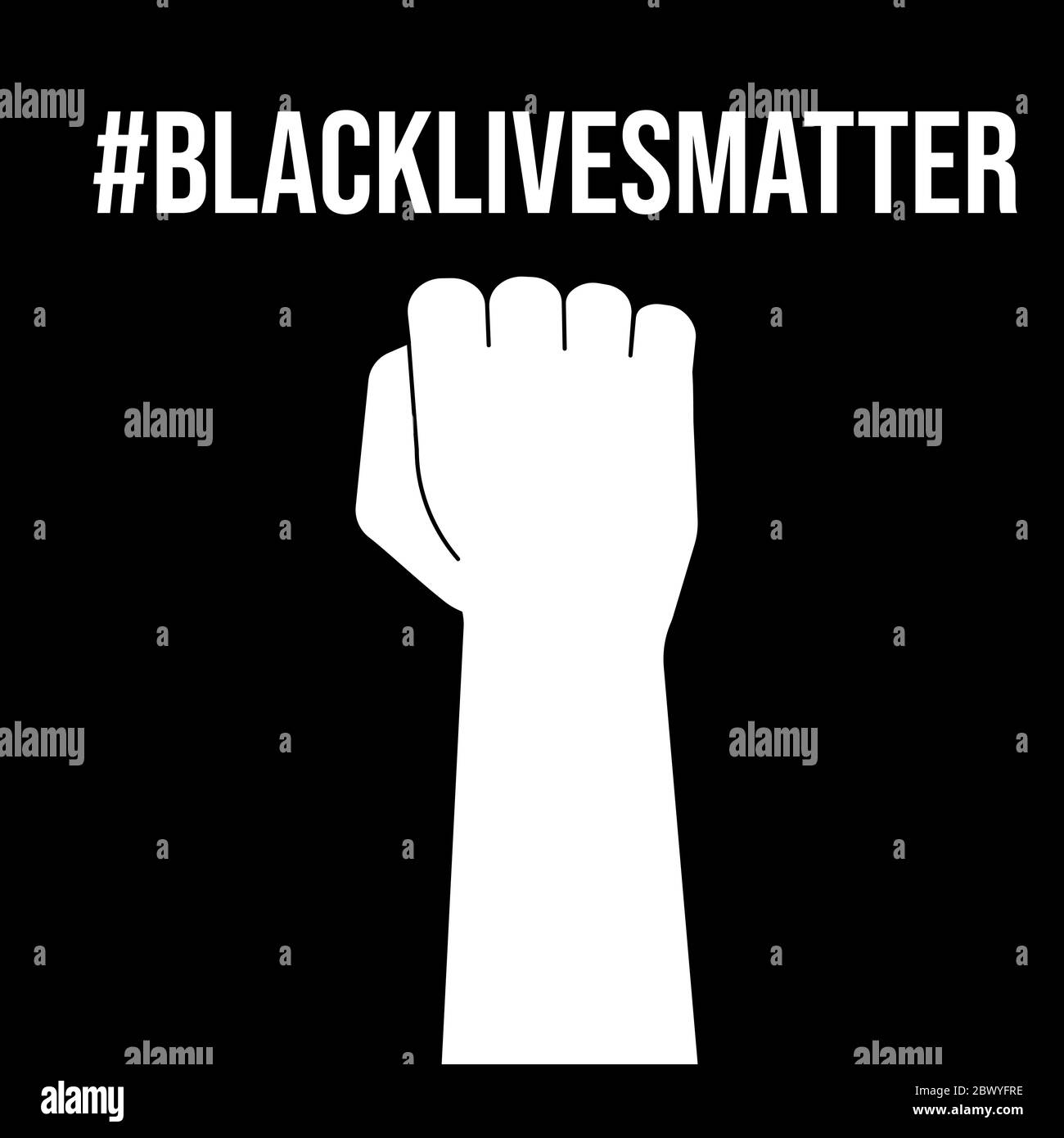 blacklivesmatter poster. White Fist, raised clenched hand on black ...