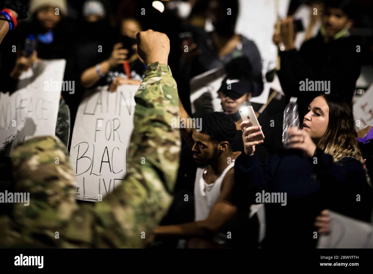 Hampton, Virginia, USA. 2nd June, 2020. A Virginia Militia member holds ...