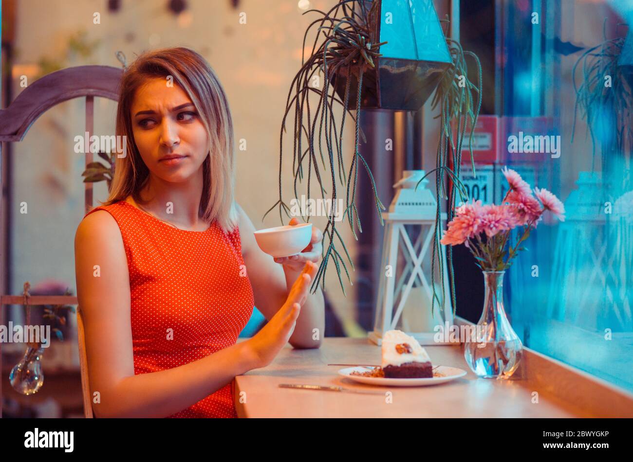 Woman refusing chocolate hi-res stock photography and images - Alamy