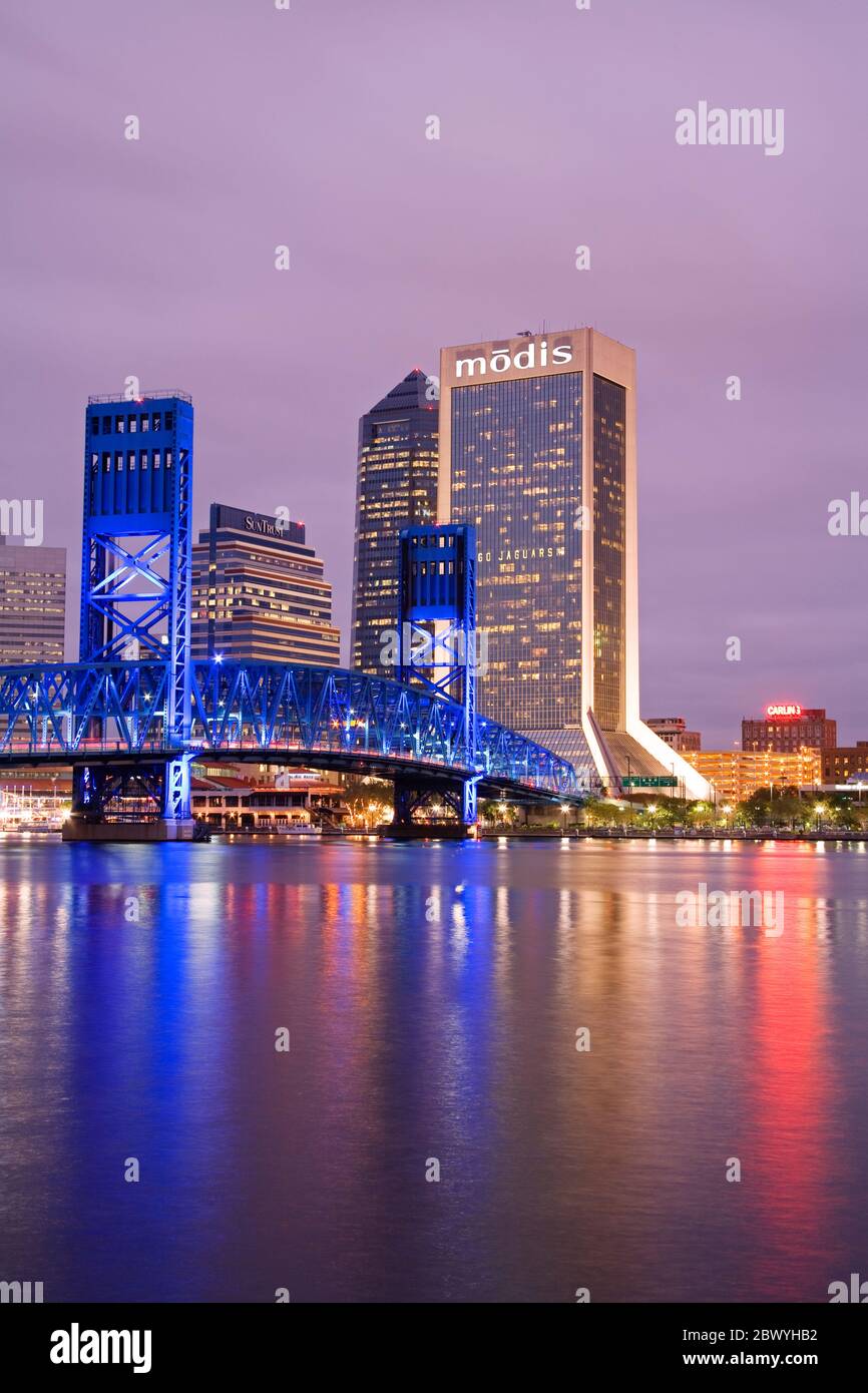 Main Street Bridge & Skyline, Jacksonville, Florida, USA Stock Photo ...