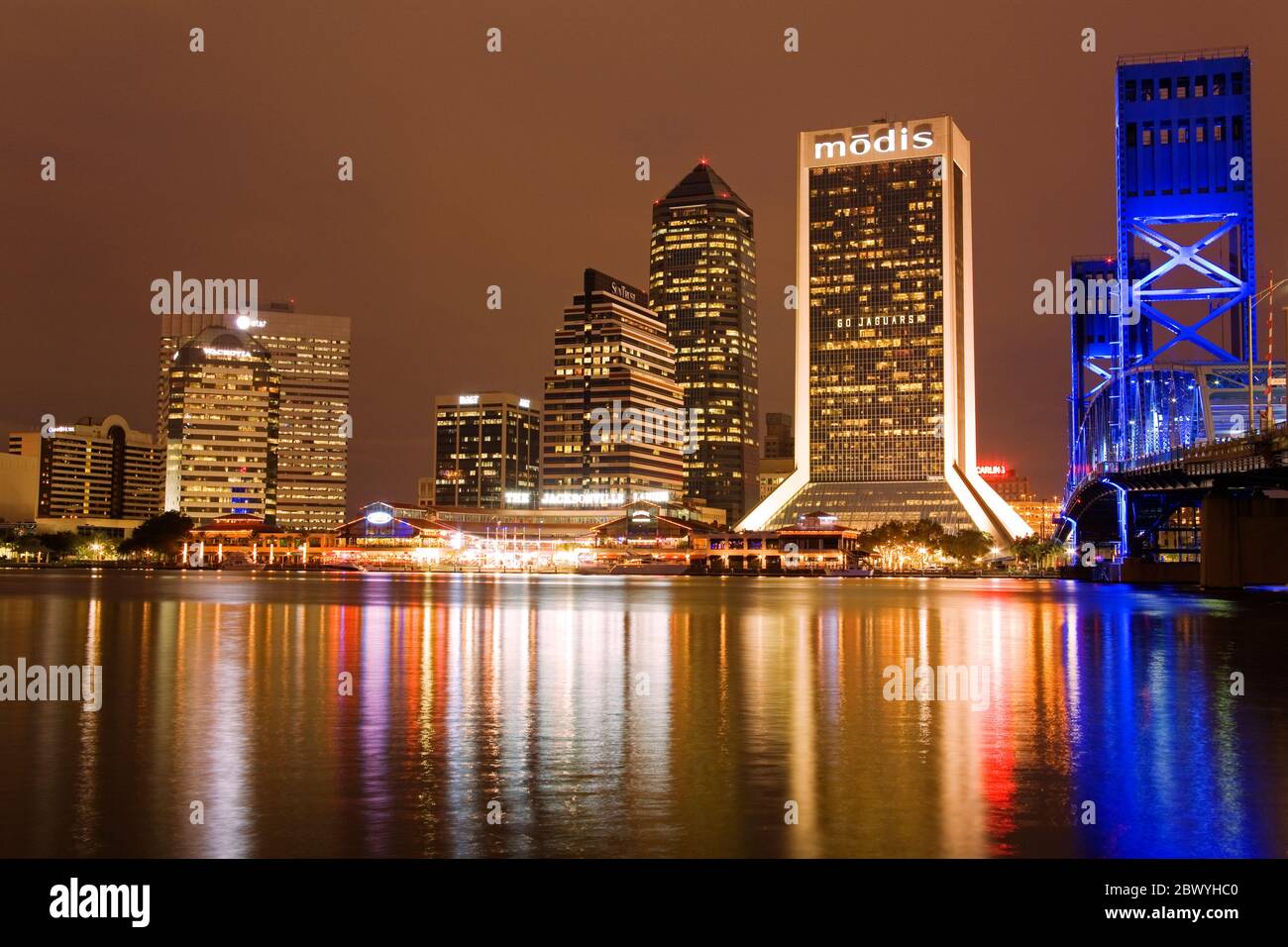 Main Street Bridge & Skyline, Jacksonville, Florida, USA Stock Photo ...