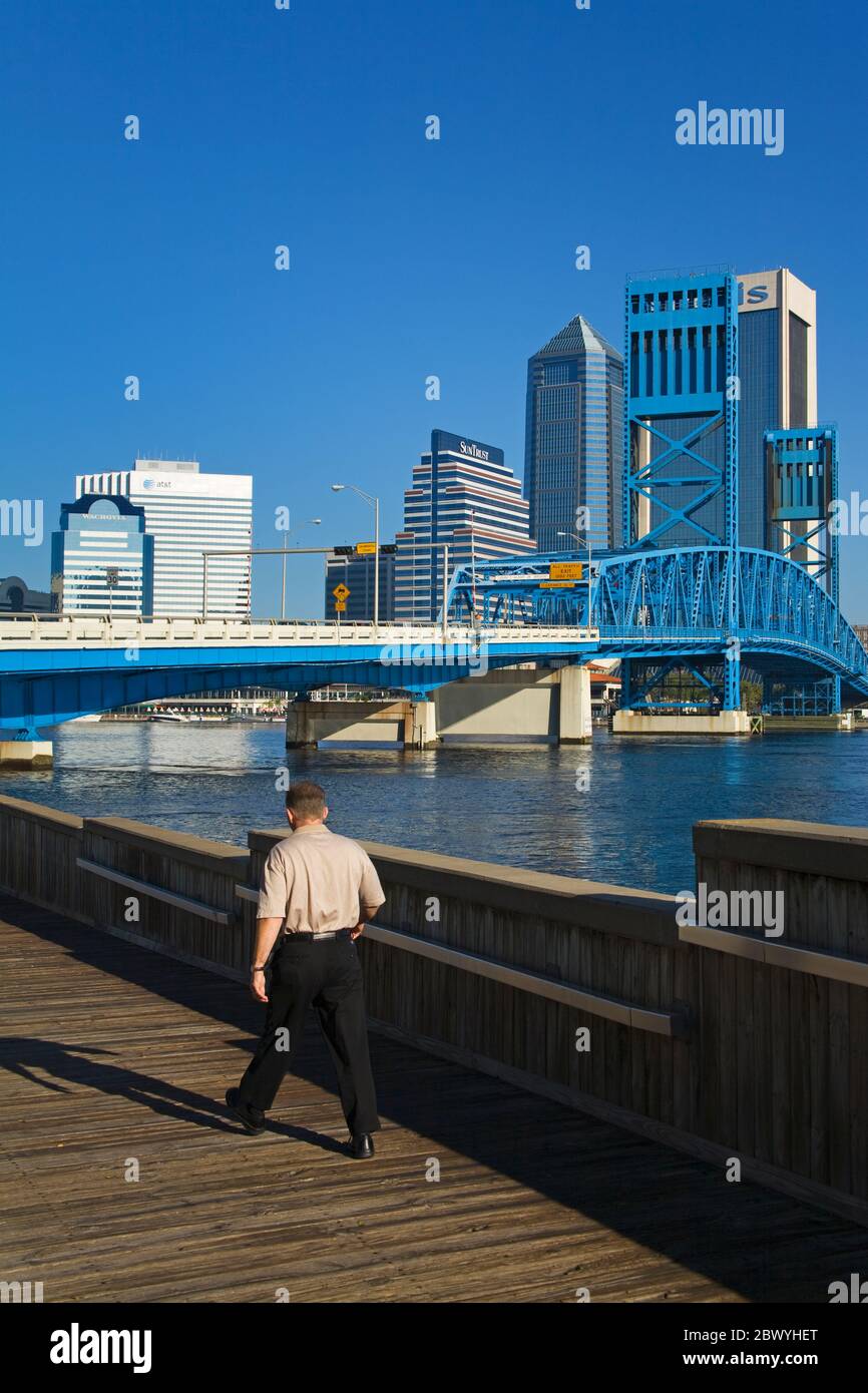 Main Street Bridge & Skyline, Jacksonville, Florida, USA Stock Photo ...