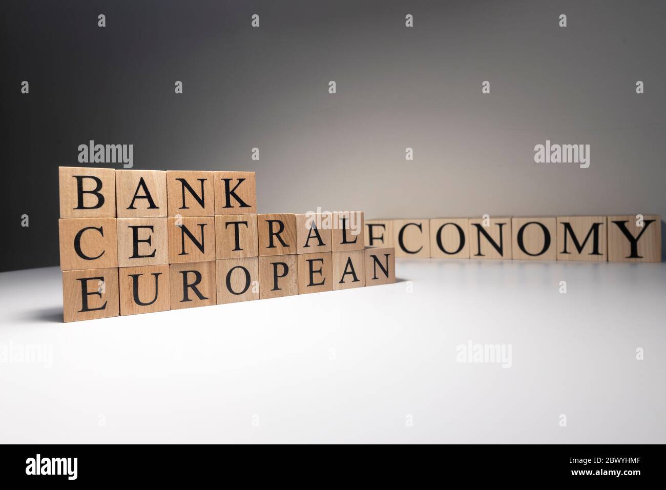 European central bank text from wooden cubes Stock Photo - Alamy