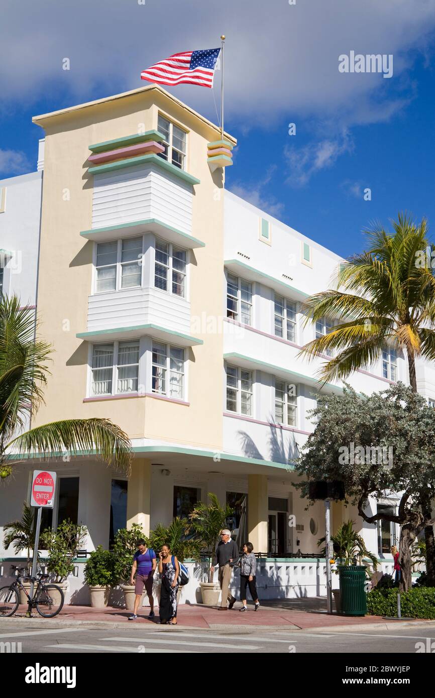 Art Deco style hotel on South Beach, City of Miami Beach, Florida, USA ...