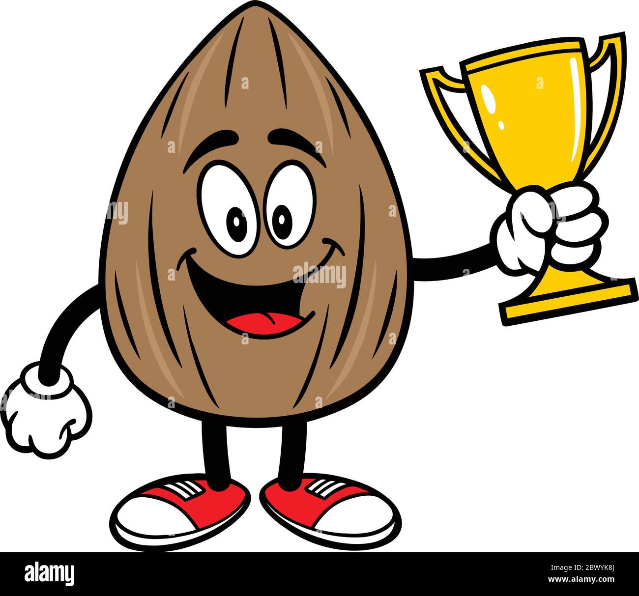 Almond Mascot with Trophy - A cartoon illustration of an Almond Mascot ...
