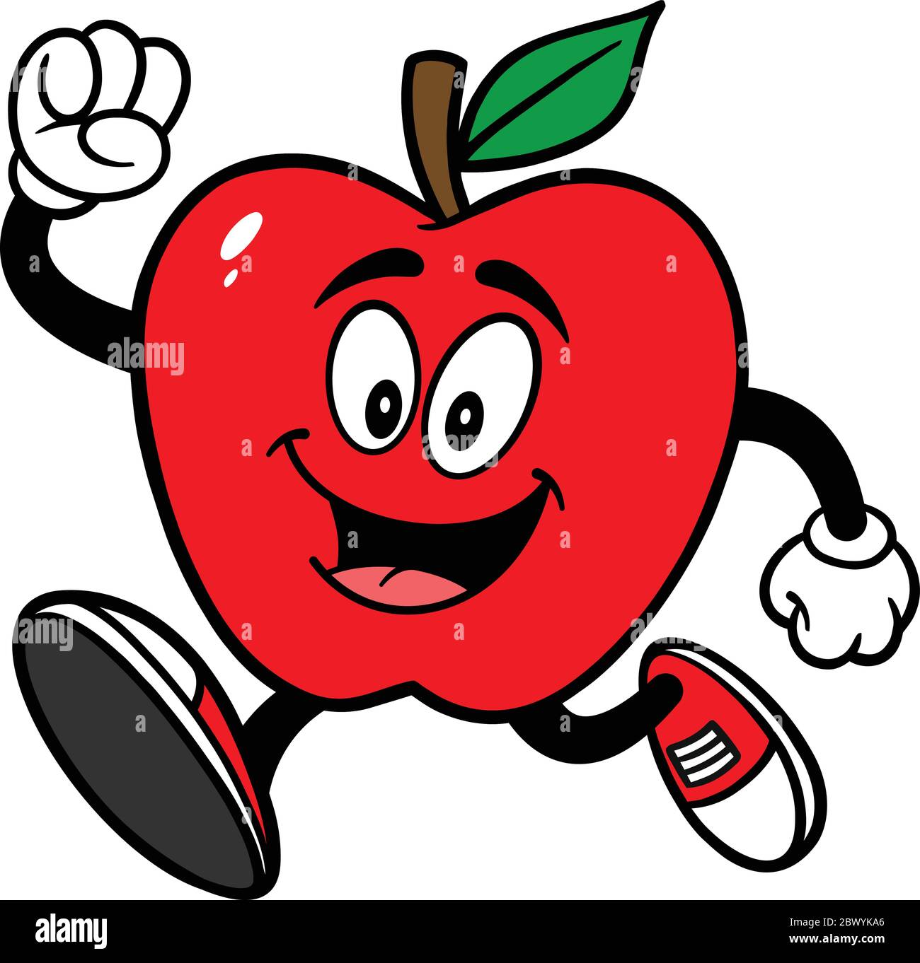 Apple Mascot Running - A cartoon illustration of an Apple Mascot ...