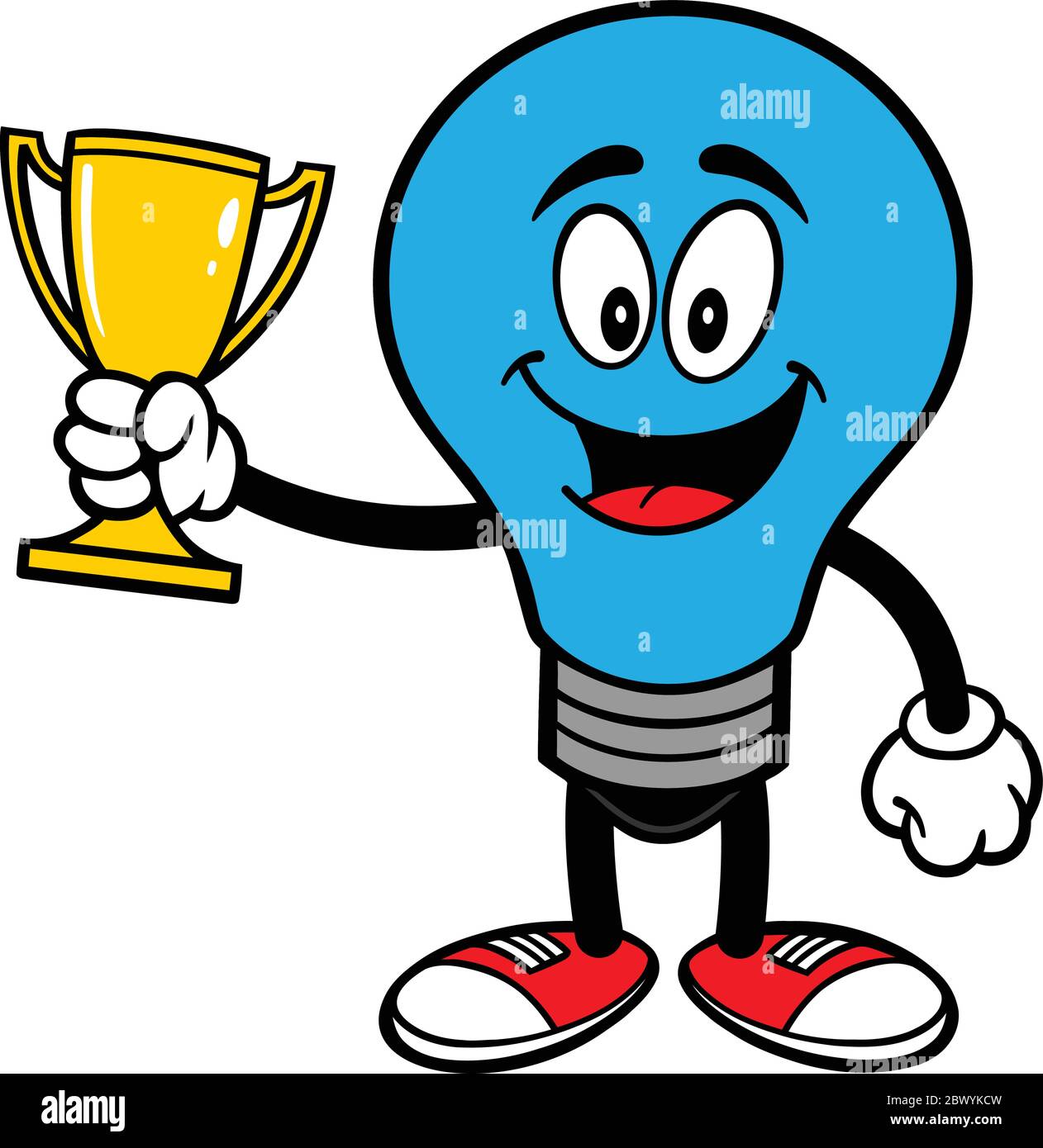 Autism Bulb with Trophy- A Cartoon Illustration of an Autism Bulb with ...