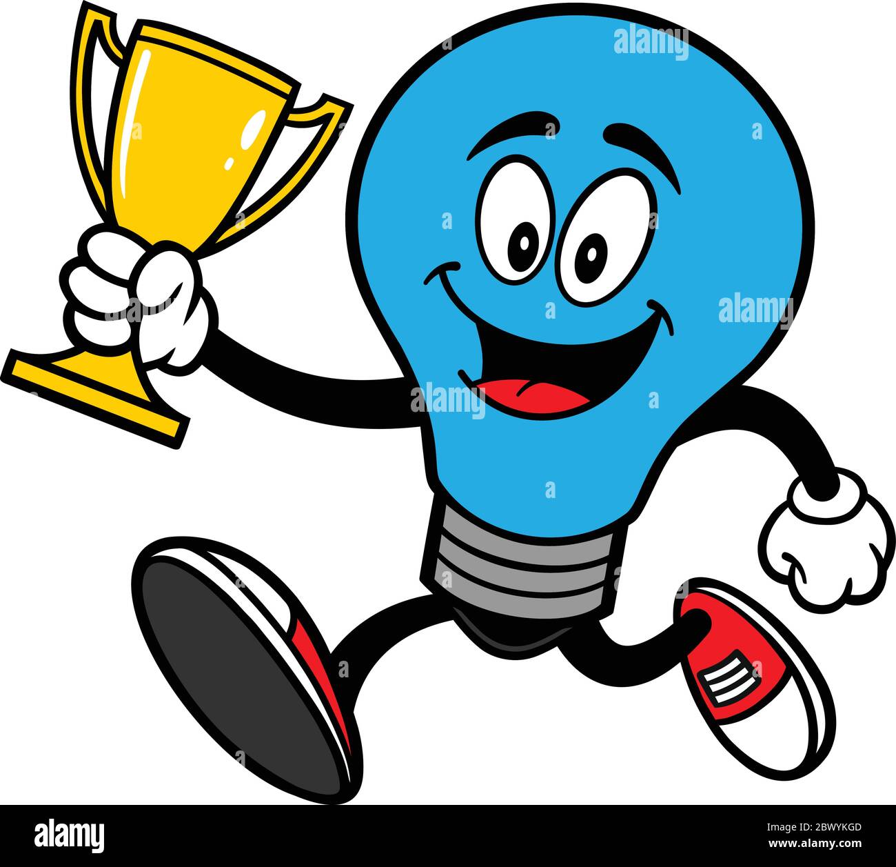 Autism Bulb Running with a Trophy- A Cartoon Illustration of an Autism ...